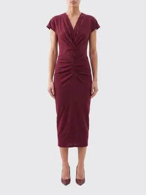 Isabel Marant Étoile Draped Viscose Midi Sheath Dress - Burgundy