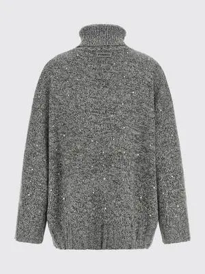 Pinko Wool Blend Sequined Turtleneck Jumper With Dropped Shoulders