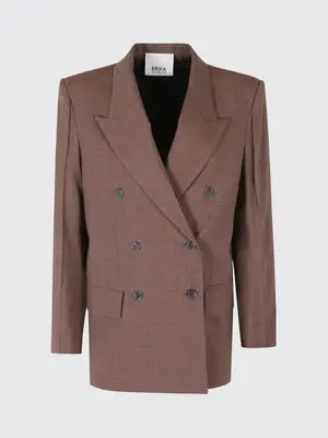 Erika Cavallini Double-breasted Pure Virgin Wool Blazer With Peak Lapels