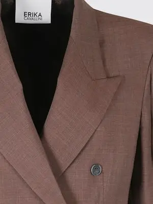 Erika Cavallini Double-breasted Pure Virgin Wool Blazer With Peak Lapels