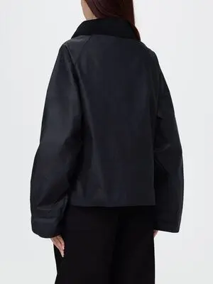 Barbour Modern Spey Cropped Waxed Cotton Jacket With Velvet Collar - Blue
