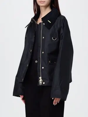Barbour Modern Spey Cropped Waxed Cotton Jacket With Velvet Collar - Blue