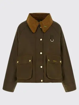 Barbour Modern Spey Cropped Waxed Cotton Jacket With Velvet Collar
