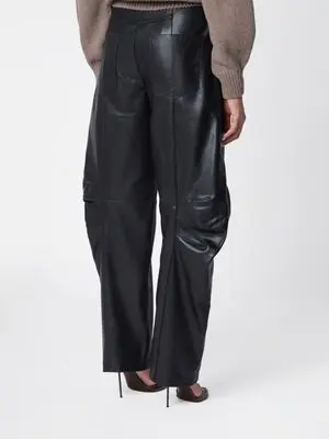ROTATE BY BIRGER CHRISTENSEN High-waisted Baggy Wide-leg Leather Trousers