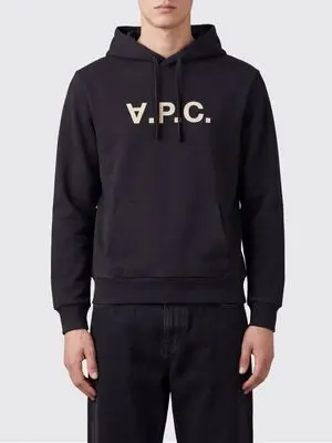 A.p.c. Cotton Logo Hoodie With Kangaroo Pocket