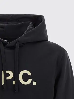 A.p.c. Cotton Logo Hoodie With Kangaroo Pocket