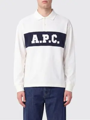 A.p.c. Long-sleeved Cotton Polo Shirt With Contrast Logo - White