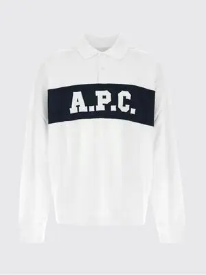 A.p.c. Long-sleeved Cotton Polo Shirt With Contrast Logo - White