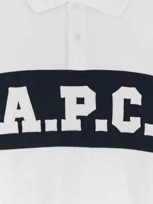 A.p.c. Long-sleeved Cotton Polo Shirt With Contrast Logo - White