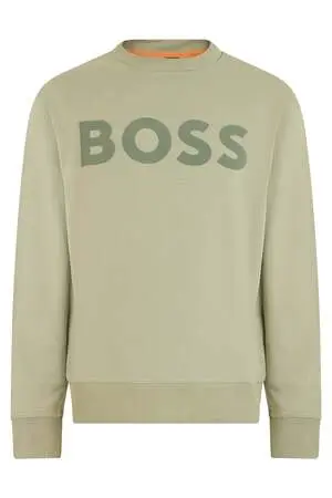 BOSS Modern Logo Cotton Sweatshirt - Khaki