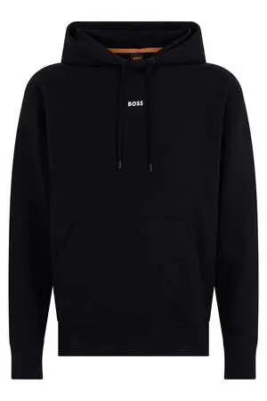 BOSS Cotton Hooded Sweatshirt With Chest Logo - Black