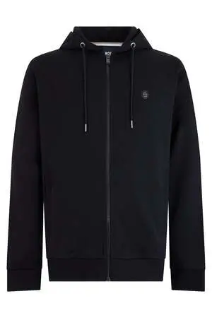 BOSS Hooded Zip Cotton Sweatshirt - Black