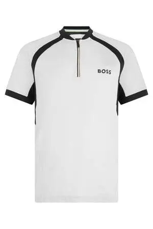 BOSS Technical Short-sleeve T-shirt With Partial Zip - White