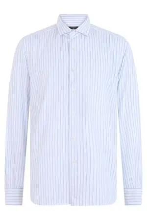 SLOWEAR Striped Long-sleeve Cotton Shirt With Classic Collar - White