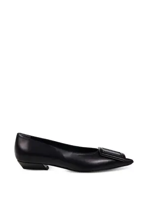 ROGER VIVIER Pointed Toe Leather Ballet Flats - Black
