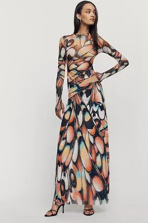 AFRM Sera Butterfly Maxi Skirt - Brandy Butterfly