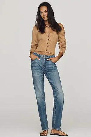 PILCRO Mid-rise Relaxed Straight-leg Jeans - Medium Denim