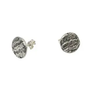 TG-JEWELLERY BY TAMARA GERVASIO Silver / Black Organic Textured Sterling Silver Stud Earrings – Hand-carved In Wax - Silver/black