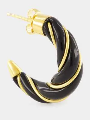 AURÉLIE BIDERMANN Diana Hoop Earrings With Resin And Yellow Gold Gilding - Black