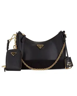 Prada Saffiano Re-edition 2005 Shoulder Bag - Black