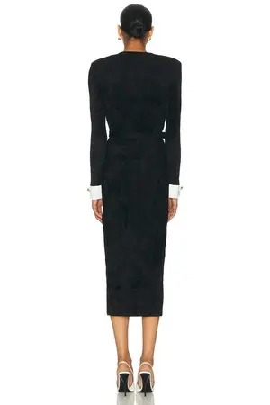 SELF-PORTRAIT Chenille Knit Midi Dress With Belt