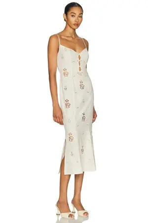 MIRROR PALAIS Regina Eyelet Linen Dress