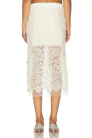 SIEDRES Siam Sheer Floral Applique Midi Skirt