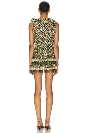 SIEDRES Floriana Velvet Mini Dress With Ruffled Hem