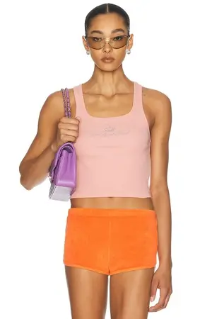SPORTY & RICH X Juicy Couture Crown Ribbed Tank Top - Rose