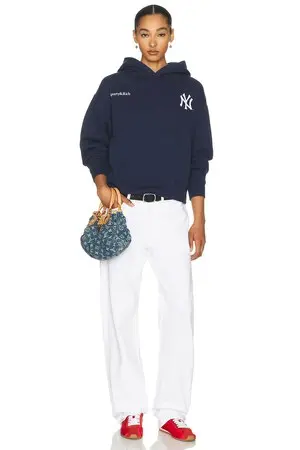 SPORTY & RICH X Yankees Curve Hoodie - Dark Navy