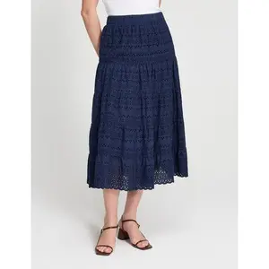FINERY LONDON Broderie Anglaise Tiered Midi Skirt