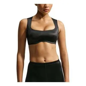 Nike Skims Satin Shine Open-scoop Bra - Obsidian