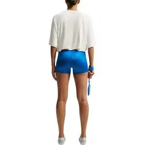 Nike Skims Satin Shine Mid-rise Boyshorts - Cobalt