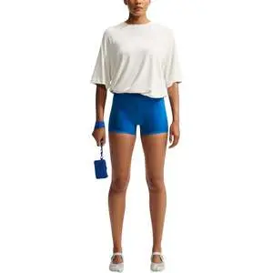 Nike Skims Satin Shine Mid-rise Boyshorts - Cobalt