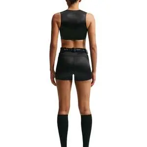 Nike Skims Satin Shine Mid-rise Boyshorts - Obsidian