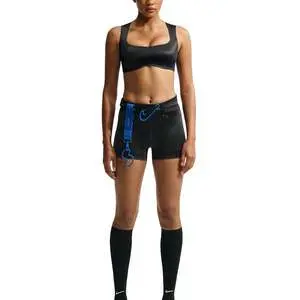 Nike Skims Satin Shine Mid-rise Boyshorts - Obsidian