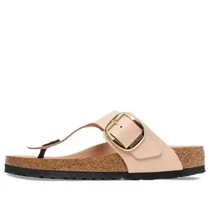 BIRKENSTOCK Birkenstock Gizeh Big Buckle Natural Leather Patent Sandals Beige