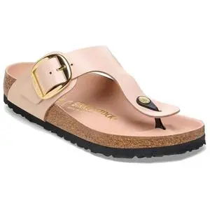 BIRKENSTOCK Gizeh Big Buckle Natural Leather Patent Sandals - Beige