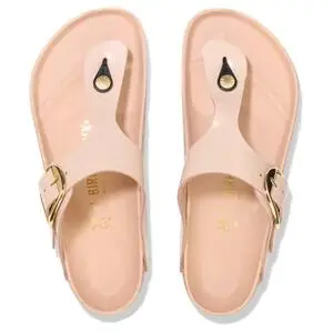 BIRKENSTOCK Gizeh Big Buckle Natural Leather Patent Sandals - Beige