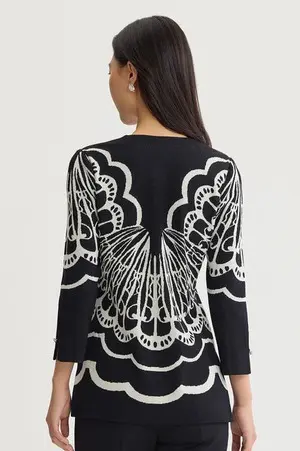 Ming Wang Feminine Soft Jacquard Knit Tunic
