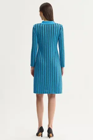 Ming Wang A-line Faux Double Breasted Knit Dress