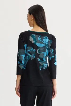 Ming Wang Floral Jacquard Knit Tunic