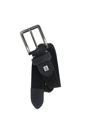IZOD Woven Stretch Golf Belt With Leather Accents - Black