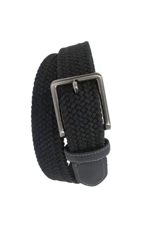 IZOD Woven Stretch Golf Belt With Leather Accents