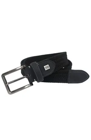 IZOD Woven Stretch Golf Belt With Leather Accents - Black