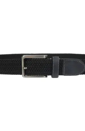IZOD Woven Stretch Golf Belt With Leather Accents - Black