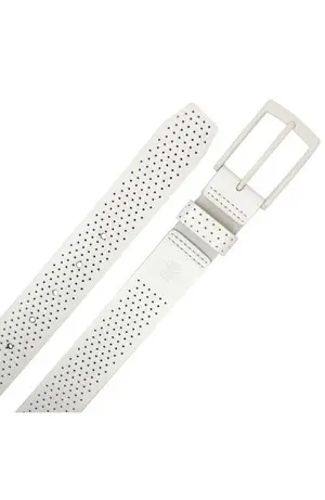 IZOD Perforated Leather Golf Belt - White