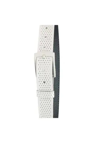 IZOD Perforated Leather Golf Belt - White