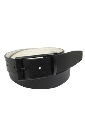 IZOD Golf Reversible Embossed Leather Belt - Black/white