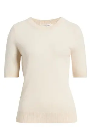 Nordstrom Cashmere Short Sleeve Crewneck Sweater Beige Beach